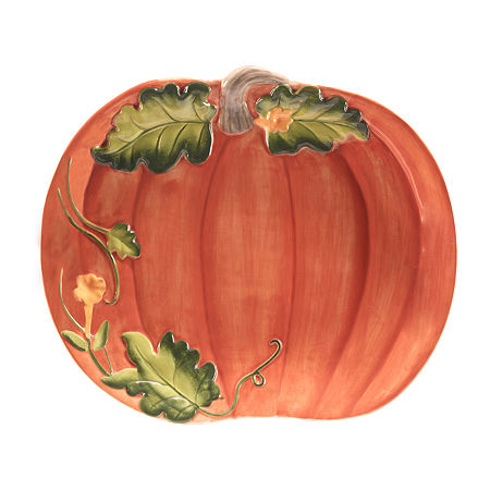 Certified International Harvest Morning Pumpkin Platter - Orange