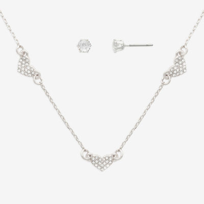 Mixit Womens Cubic Zirconia Heart Hypoallergenic 2-pc. Jewelry Set ...