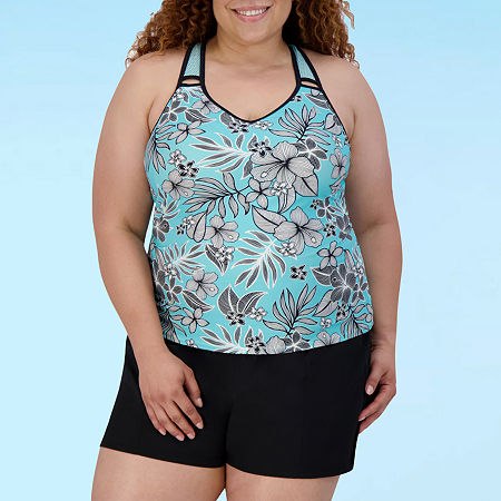 Click here for ZeroXposur Tankini Swimsuit Top Plus  0x  Green prices