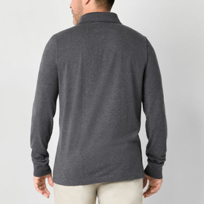 St. John's Bay Super Soft Jersey Mens Classic Fit Long Sleeve Polo ...