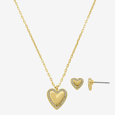 Click here for Bijoux Bar Delicates Womens Glass Heart 2-pc. Jewe... prices