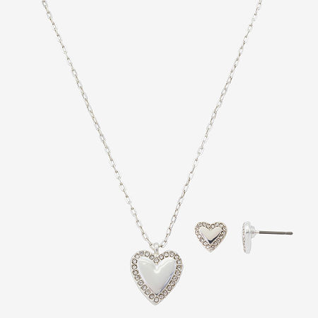Click here for Bijoux Bar Delicates Womens Glass Heart 2-pc. Jewe... prices