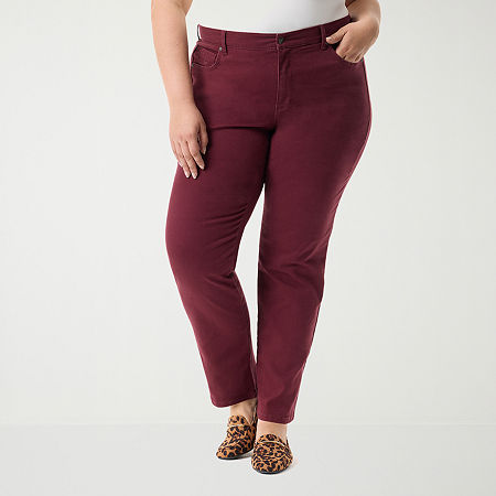 Gloria Vanderbilt Plus Size Amanda Straight-Leg Jeans - Burgundy Elixer