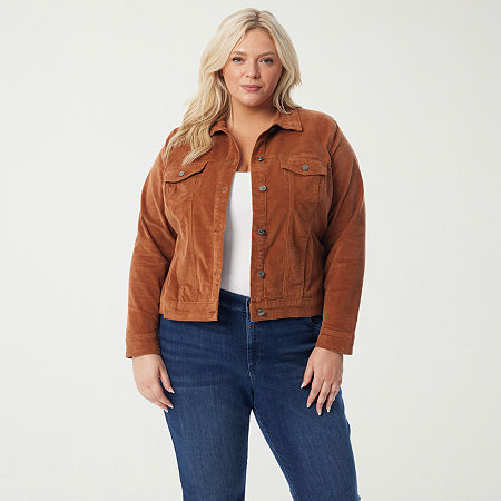 Gloria Vanderbilt Amanda Womens Plus Lightweight Jacket  3x  Brown