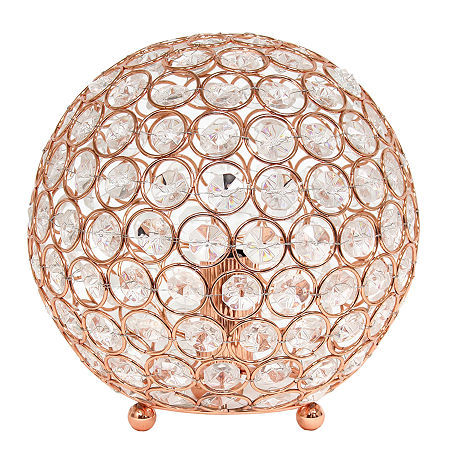 Elegant Designs Elipse 8 Crystal Ball Sequin Table Lamp - Rose Gold-Tone