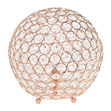 Elegant Designs Elipse 10 Crystal Ball Sequin Table Lamp - Rose Gold-Tone