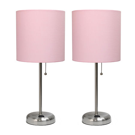 Click here for LimeLights Brush Steel/Pink Stick Lamp w/Charging... prices