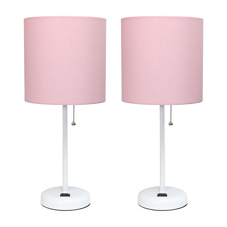 Click here for LimeLights White Stick Lamp w/Charging Outlet/Pink... prices