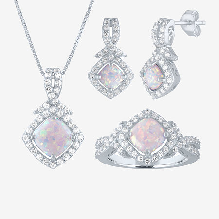Click here for Womens Lab Created White Opal Sterling Silver Diam... prices