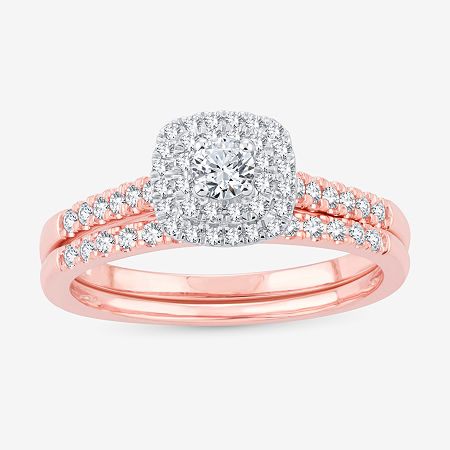 Click here for 1/2 CT.T.W. Natural Diamond Halo Bridal Set 10K or... prices