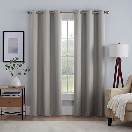 Eclipse Kylie Grommet Top Energy Saving Blackout Set of 2 Curtain Panel  One Size  Gray