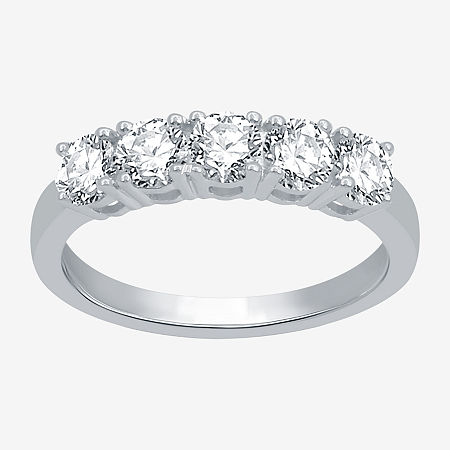 Click here for 1 CT.T.W. Natural Diamond 10K White Gold 5-Stone W... prices