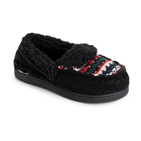 Muk Luks Womens Anais Moccasin Slippers  Oatmeal Birdseye  XLarge - Black geo