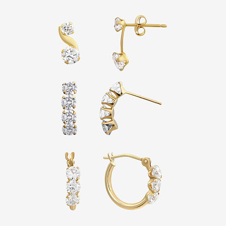 Click here for Womens 3 Pair Cubic Zirconia 14K Gold Earring Set... prices