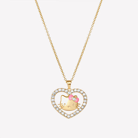 Click here for Hello Kitty Womens Crystal 18K Gold Over Brass Hea... prices