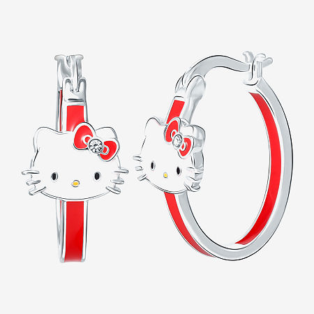 Click here for Womens Crystal 21.5mm Hello Kitty Hoop Earrings  O... prices