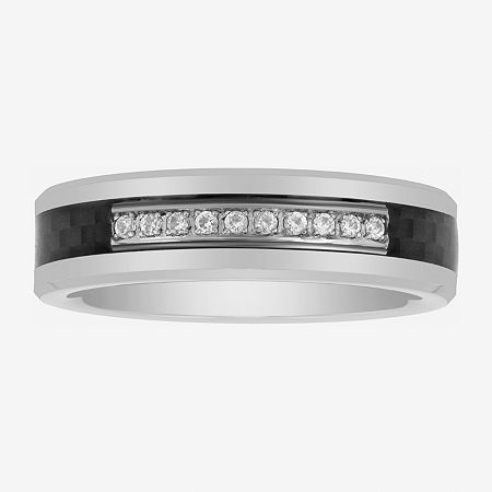 Click here for Mens 6MM 1/10 CT. T.W. Natural Diamond Tungsten We... prices
