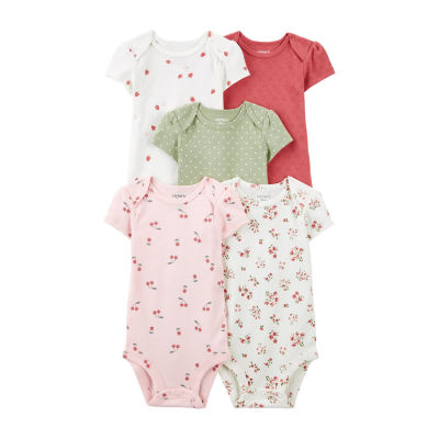 Carter's Baby Girls Short Sleeve Bodysuit, Color: Pink - JCPenney
