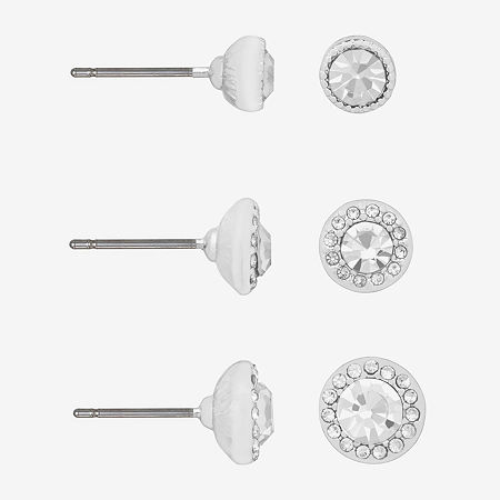 Click here for Bijoux Bar Silver Tone Womens Glass 3 Pair Earring... prices