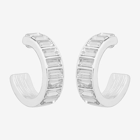 Click here for Bijoux Bar Silver Tone Womens Glass 17.5mm Hoop Ea... prices