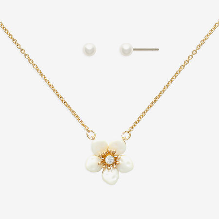 Click here for Mixit Womens Cubic Zirconia Simulated Pearl Flower... prices