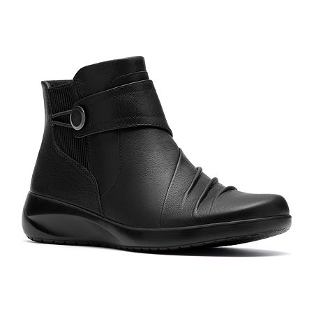 Click here for Clarks Womens Flat Heel Booties  12 Medium  Black prices