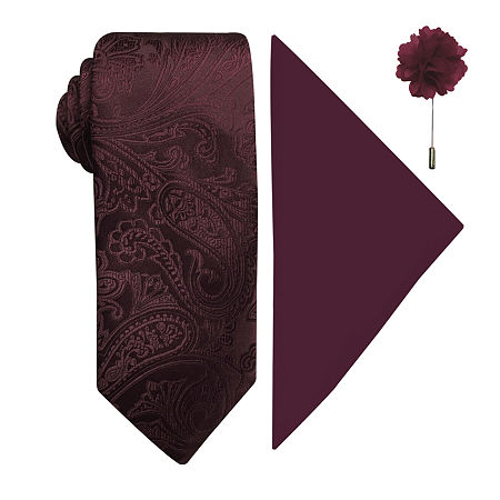 Click here for J. Ferrar Tonal Paisley Tie Set  One Size  Red prices