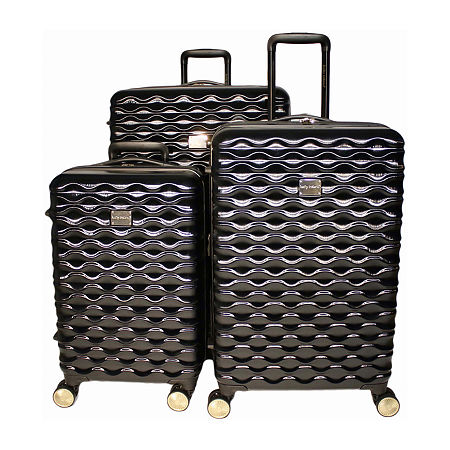 Kathy Ireland Maisy 3 Piece Hardside Luggage Set - Black