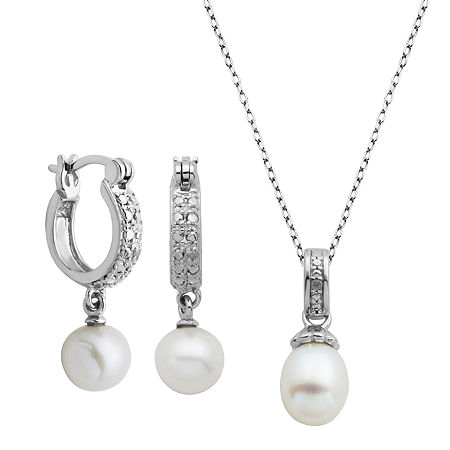 Click here for Genuine White Cultured Freshwater Pearl Sterling S... prices
