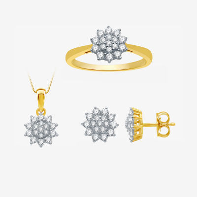 (H-I / I1) 1 CT. T.W. Lab Grown White Diamond 10K Gold 3-pc. Jewelry ...