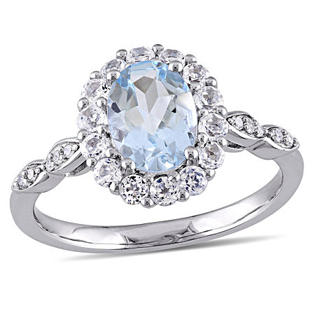 Click here for Womens Diamond Accent Genuine Blue Aquamarine 14K... prices