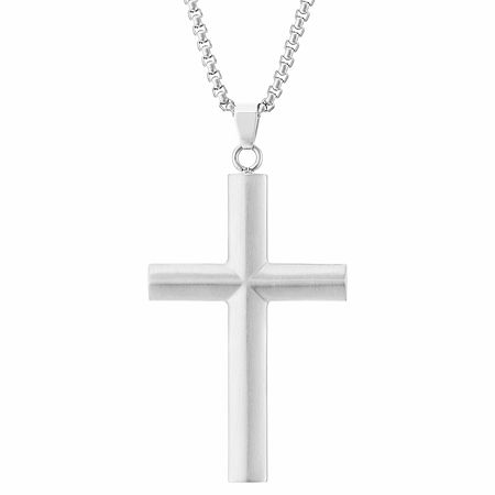 Click here for Mens Stainless Steel Cross 24 Inch Pendant Necklac... prices