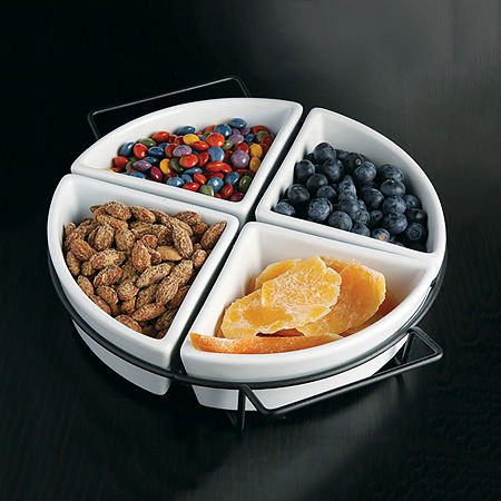 Click here for Gracious Dining White 4-Section Tray Set with Meta... prices