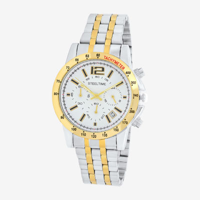 Steeltime Mens Two Tone Stainless Steel Bracelet Watch 998042w - JCPenney