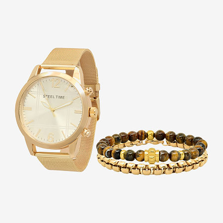 Click here for Steeltime Mens Gold Tone Stainless Steel 3-pc. Wat... prices