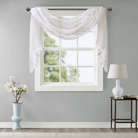 Madison Park Iris Scarf Valance  One Size  White