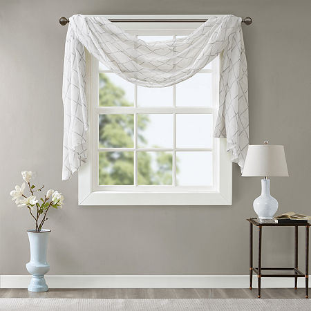 Click here for Madison Park Iris Scarf Valance  One Size  White prices