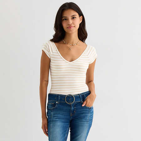 Click here for Arizona Womens V Neck Short Sleeve Juniors Layered... prices