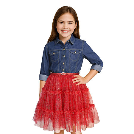 Click here for Lilt Little & Big Kid Girls 3/4 Sleeve Roll Tab Sl... prices