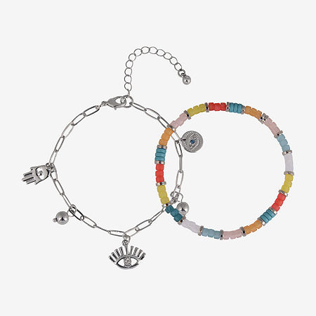 Click here for Arizona Silver Tone Womens 2-pc. Bracelet Set  One... prices