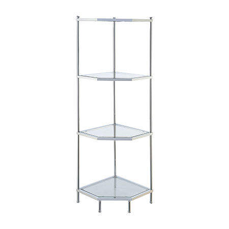 Convenience Concepts 13.75 Chrome Royal Crest 4 Tier Glass Corner Shelf - Chrome  Glass