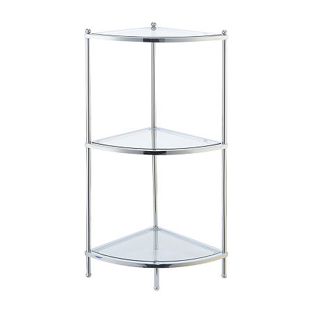 Convenience Concepts 13.75 Chrome Royal Crest 3 Tier Glass Corner Shelf - Chrome  Glass