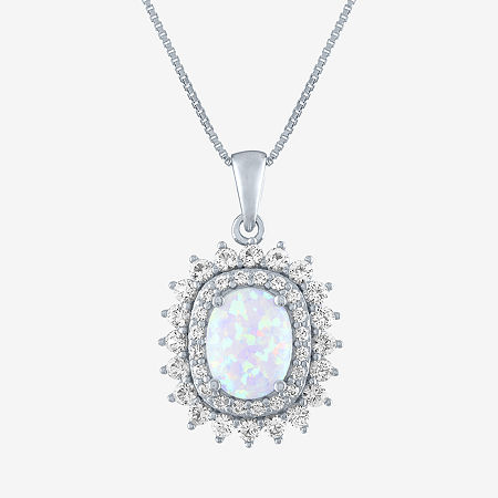 Click here for Womens Gemstone Sterling Silver Oval Halo Pendant... prices