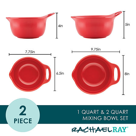 Rachael Ray 2-Pc. Ceramic Mixing Bowl Set - Red