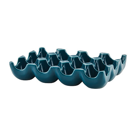 Rachael Ray Solid Glaze Ceramics Egg Tray  12-Cup - Teal