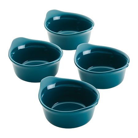 Rachael Ray Ceramics Round Ramekin Dipper Cups  Set of 4 - Teal