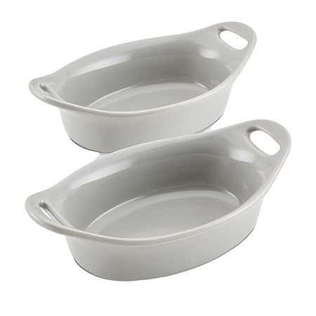 Rachael Ray Ceramics 2-Pc. Oval Au Gratin Set - Light Sea Salt Gray