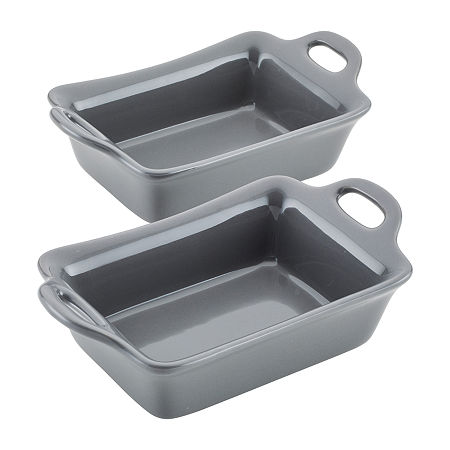 Rachael Ray Ceramics Rectangular Au Gratin Baking Dish  Set of 2 - Dark Gray