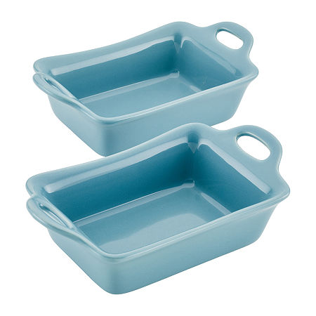 Rachael Ray Ceramics Rectangular Au Gratin Baking Dish  Set of 2 - Agave Blue