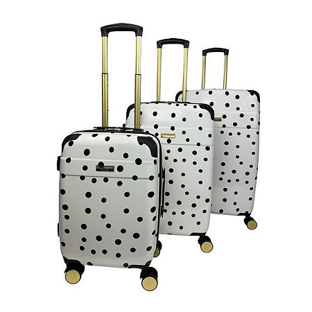 Jenni Chan Polka Dot 3-Piece Hardside Spinner Set - White